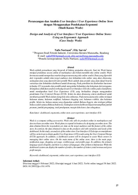 Pdf Perancangan Dan Analisis User Interface User Experience Online Store Dengan Menggunakan
