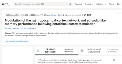 Citation Report Modulation Of The Rat Hippocampal‐cortex Network And
