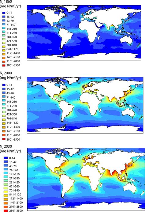 Total Atmospheric Reactive Nitrogen Nr Deposition To The Ocean In Mg
