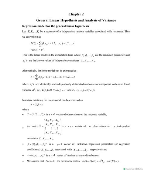 Anova General Linear Hypothesis Probability And Statistics Studocu