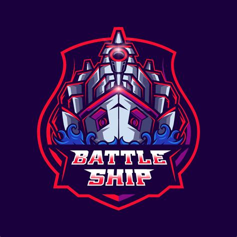 Battleship Mascot Logo Design Warship Vector Illustration Logo
