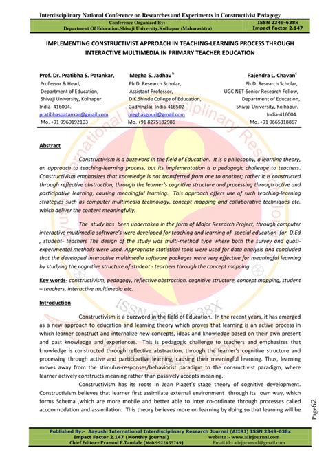 pdf implementing constructivist approach in teaching learning process through interactive