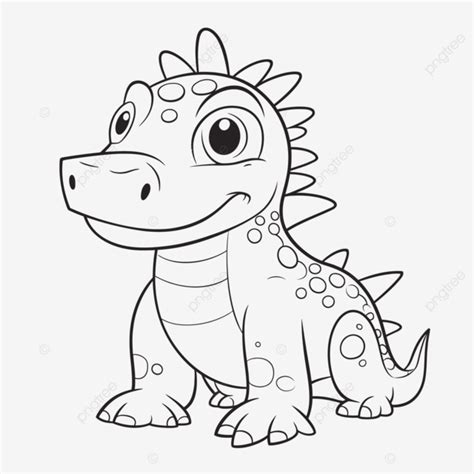 아이 개요 스케치 드로잉을위한 귀여운 공룡 색칠 페이지 벡터 공룡 만화 그리기 공룡 만화 개요 공룡 만화 스케치 Png