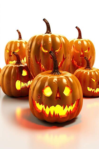 Calabazas De Halloween De Dibujos Animados Sobre Fondo Blanco Foto