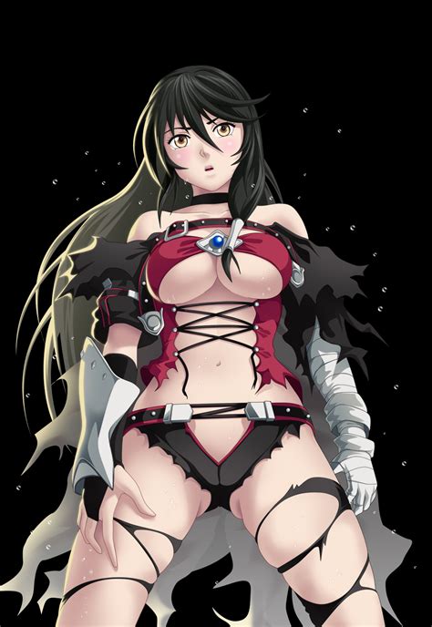 Rule 34 Asymmetrical Clothes Bandage Black Hair Blush Breasts Choker