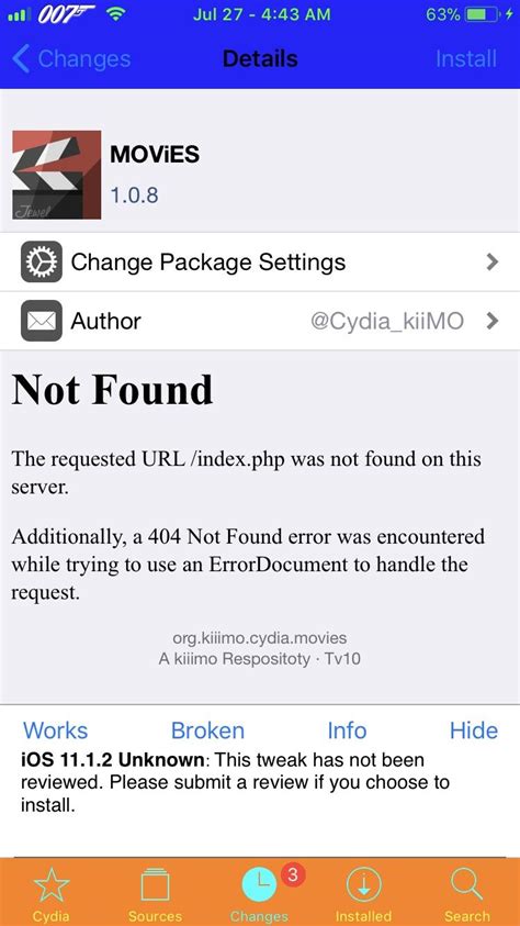 HELP This Shows When I Try To Install The Most Recent Tweaks The Old Once Dont Show This R