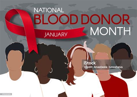 전국 헌혈의 달 다양한 사람들이 있는 가로 배너 현대 평면 벡터 일러스트 레이 션 1월에 대한 스톡 벡터 아트 및 기타 이미지 1월 6월 개념 Istock