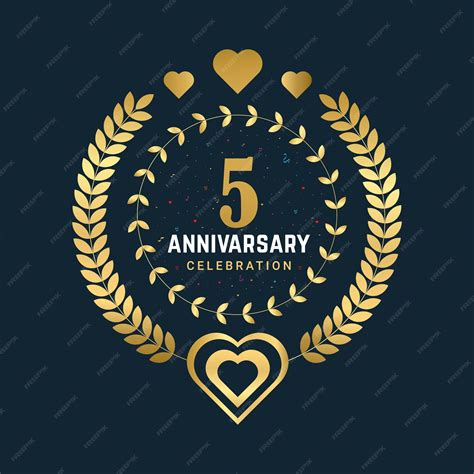 Premium Vector 5 Year Anniversary Celebration Design With Golden