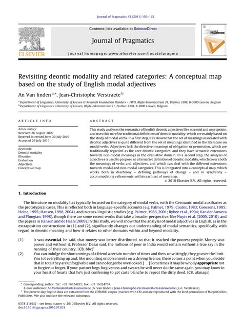 Pdf Revisiting Deontic Modality And Related Categories A Conceptual