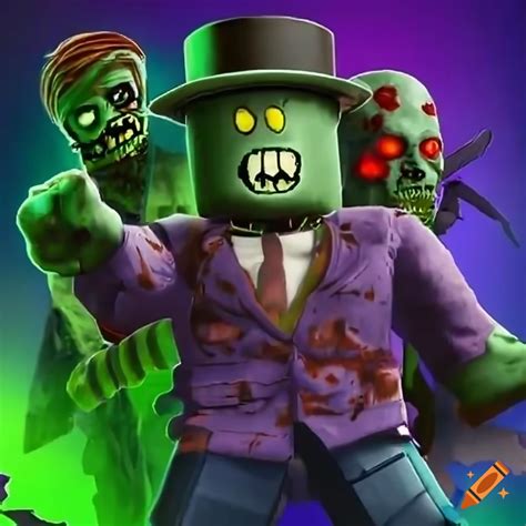 Thumbnail For A 1 Player Vs 2 Zombies Roblox Style Game On Craiyon