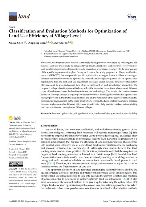 Pdf Classification And Evaluation Methods For Optimization Of Land