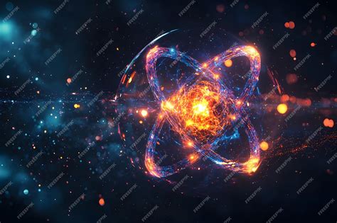 Atomic Illustration With Orbiting Electrons Vibrant Colors On Dark Aigenerated Concept Premium