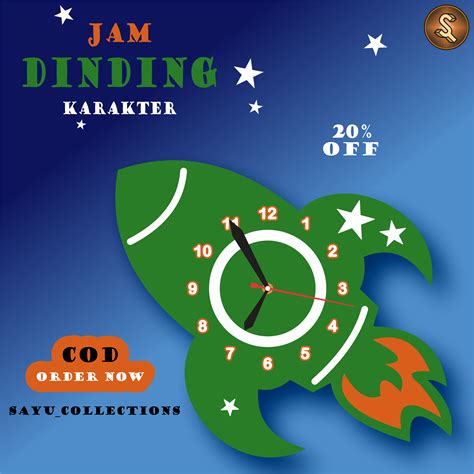 jam dinding karakter roket meluncur lazada indonesia