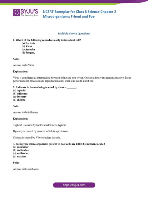 Ncert Exemplar Solution Class 8 Science Chapter 2 4 Pdf Microorganism Bacteria