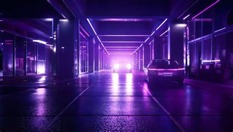 Neon Purple Glow With Cyberpunk Aesthetic And Futuristic Sci Fi