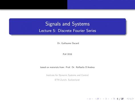 Pdf Signals And Systems Eth Z€¦ · Discrete Fourier Series Representation Of A Periodic