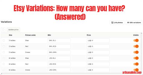 Etsy Variations How Many Can You Have Answered Artisnal Info