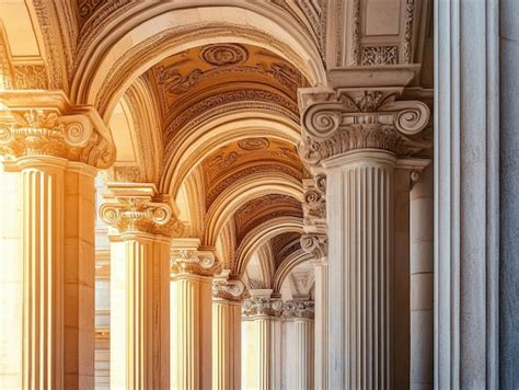 Elegant Arches And Columns In Classical Architecture Premium Ai
