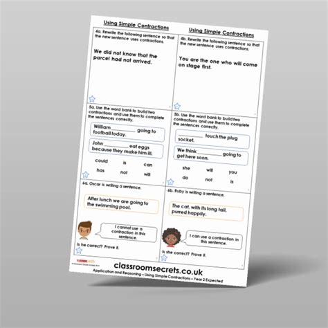 Year 2 Using Simple Contractions Application And Reasoning Resource Classroom Secrets
