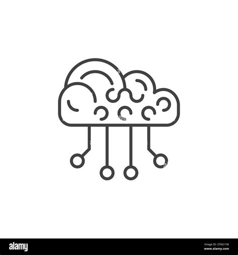 Neural Network Cloud Vector Concept Minimal Linear Icon Or Symbol Stock