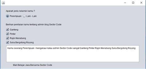 belajar java penggunaan jcheckbox and jradiobutton netbeans ide html