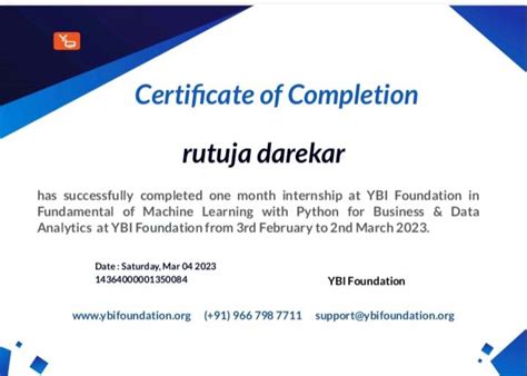 Rutuja Darekar On Linkedin Opportunity Machinelearning Internship
