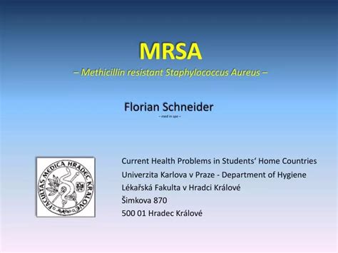PPT MRSA Methicillin Resistant Staphylococcus Aureus PowerPoint Presentation ID