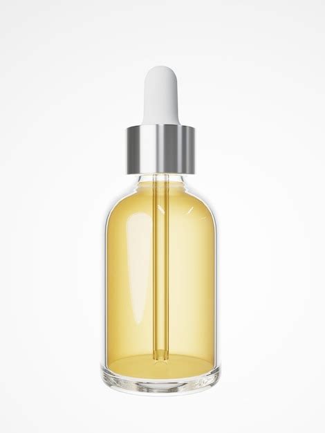 화장품 혈청 및 오일 스포이드 병 3d 렌더링 케어 제품 포장 프리미엄 사진