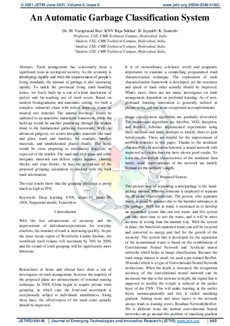 Pdf An Automatic Garbage Classification System