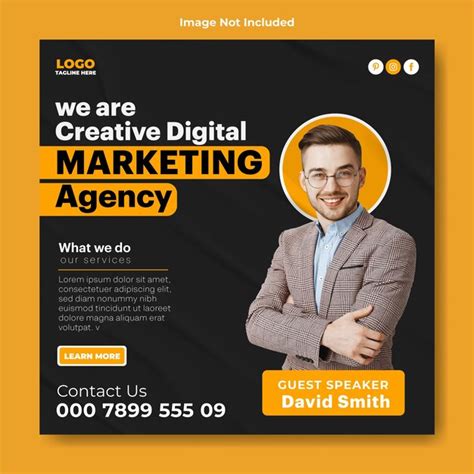 디지털 마케팅 소셜 미디어 포스트 템플릿 디자인 프리미엄 벡터