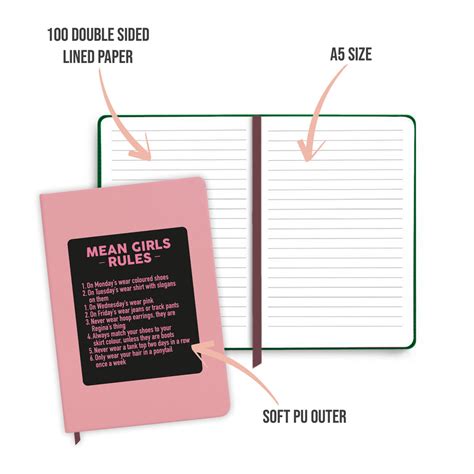 Mean Girls Rules Pink Notebook Lovecases