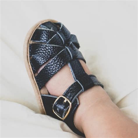Black Closed Toe Sandal Moccasin With Non Slip Sole 1st Birthday T