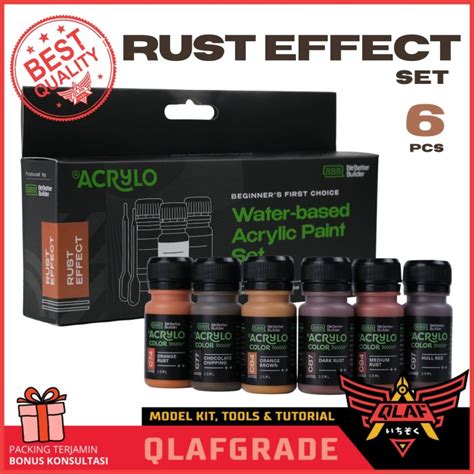 Jual Rust Effect Set Acrylo Paket Cat Gundam Effect Karat Model Kit Brush Kota Surabaya