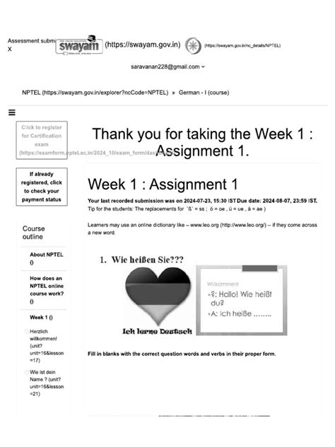 German 1 Week 1 Assignment Pdf
