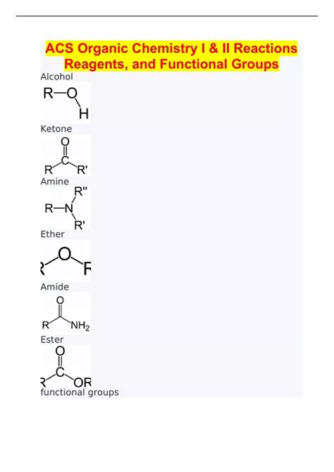 Acs Organic Chemistry I And Ii Reactions Reagents And Functional Groups Acs Organic Chemistry