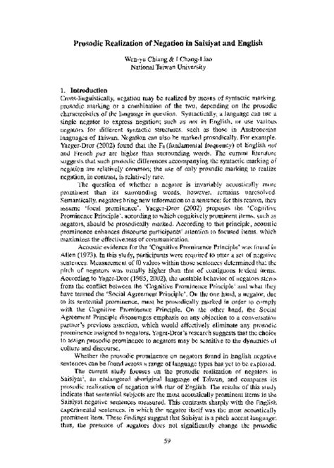 Pdf The Prosodic Realization Of Negation In Saisiyat And English