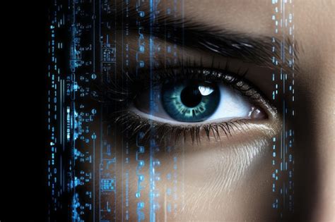 Premium AI Image A Womans Eye With A Binary Code On It