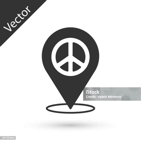 흰색 배경에 격리 된 회색 위치 평화 아이콘 평화의 히피 상징 벡터 가리키기에 대한 스톡 벡터 아트 및 기타 이미지 가리키기 거리표식 그런지 이미지 기법 Istock