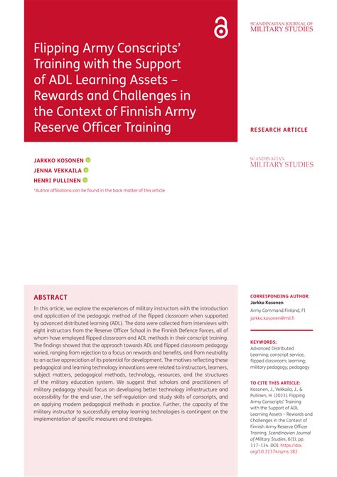 pdf flipping army conscripts training with the support of adl