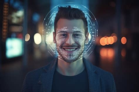 Premium Photo Smiling Of Young Man With Face Tracking Technology