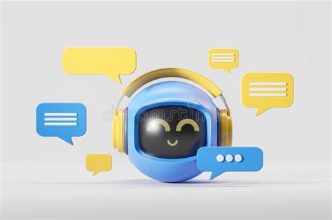 Blue Ai Robot With Speech Bubbles Stock Illustration Illustration Of Icons Text 295951190
