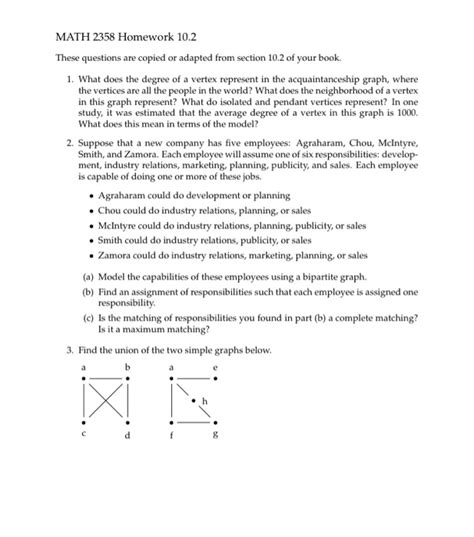 Solved Math 2358 Homework 10 2 These Questions Are Copied Or