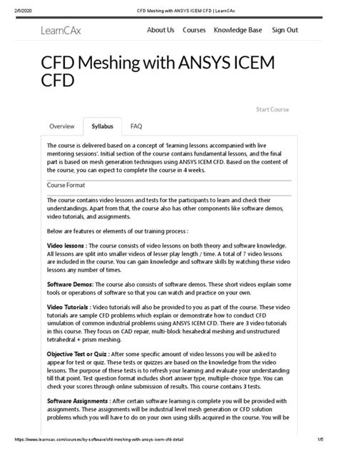 cfd meshing with ansys icem cfd learncax syllabus pdf pdf computational fluid dynamics