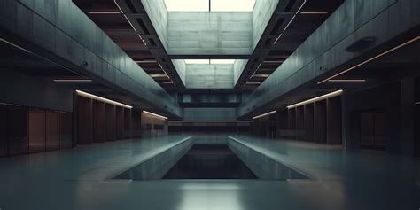 Minimalist Concrete Architecture Geometric Interior Design Premium Ai Generated Image
