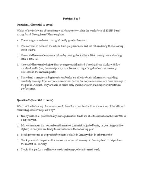 Completed Problem Set 7 Problem Set 7 Question 1 Essential To Cover Which Of The Following