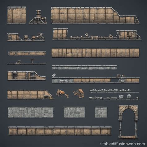 Industrial Tileset For D Platformer Sprite Sheet Stable Diffusion Online