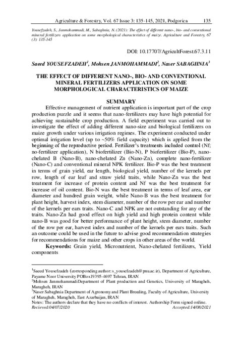 Pdf The Effect Of Different Nano Bio And Conventional Mineral