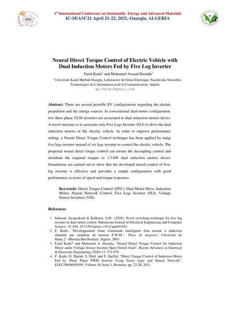 Pdf Neural Direct Torque Control Of Electric Vehicle With Dual