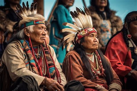 전통 의상을 입은 아메리카 원주민 프리미엄 사진