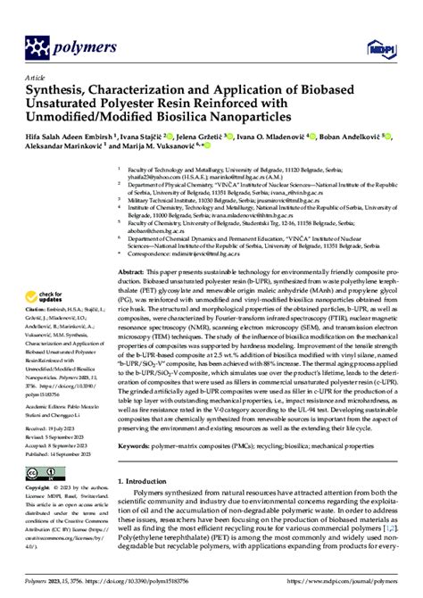 Pdf Synthesis Characterization And Application Of Biobased Unsaturated Polyester Resin